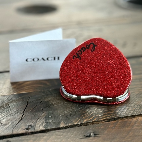 Coach | Accessories | Coach Glittery Red Heart Compact Mirror | Poshmark